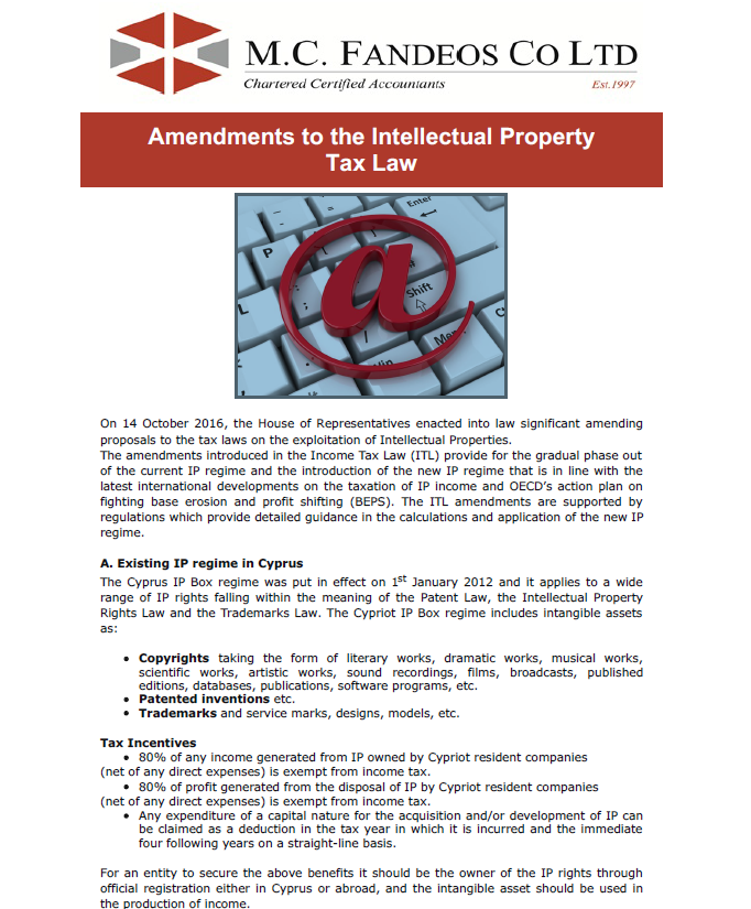 IP Regime In Cyprus M C Fandeos Co Ltd IP Regime In Cyprus M C Fandeos Co Ltd